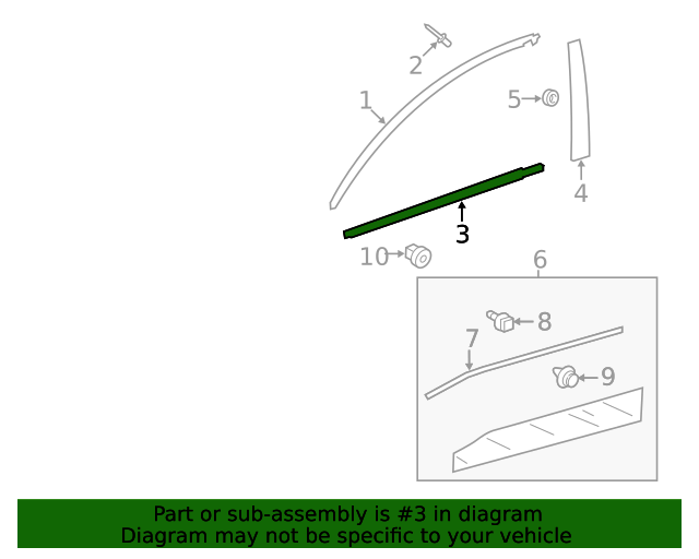 2019-2024 Toyota Belt Molding 75710-0R050 | OEM Parts Online