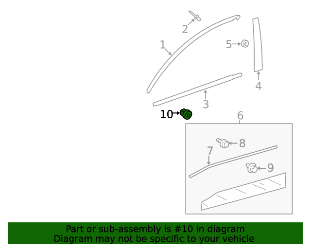 90178-A0061 - Lower Molding Nut - 2014-2023 Toyota | OEM Genuine Toyota ...