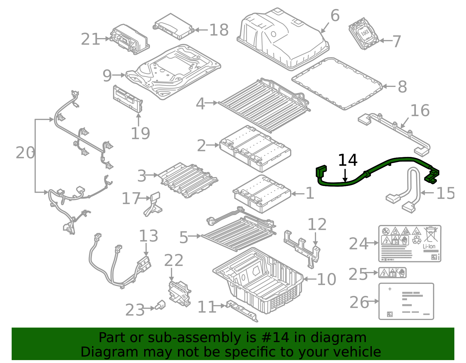 61-27-8-612-578 - HV battery, negative cable 2018-2024 Mini Cooper ...