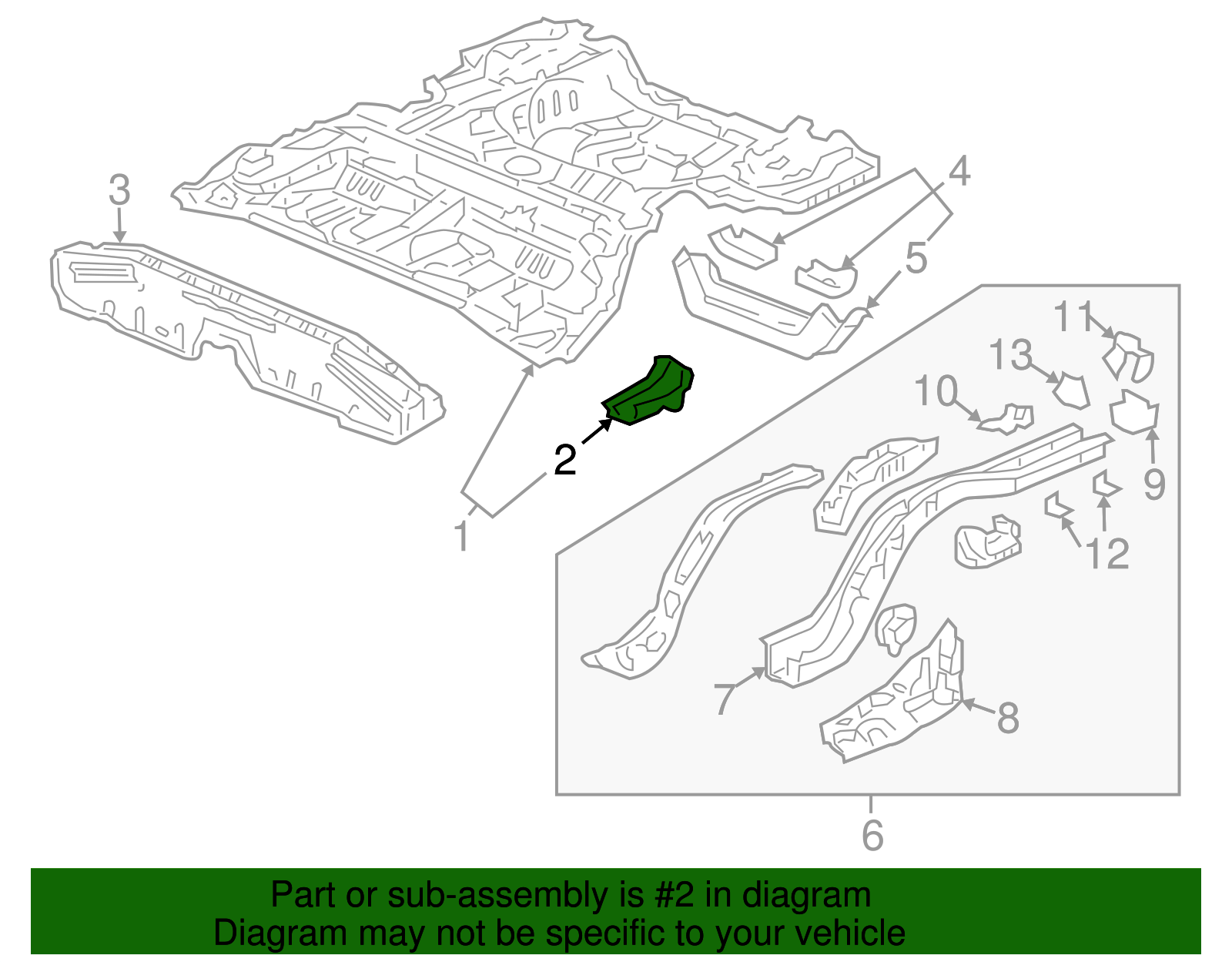 65513-SDA-A00ZZ - Floor Pan Reinforcement 2003-2007 Honda Accord ...