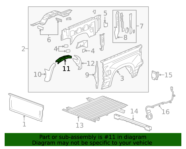 2019-2021 Chevrolet Passenger Side Truck Bed Wheel Housing Center Panel ...