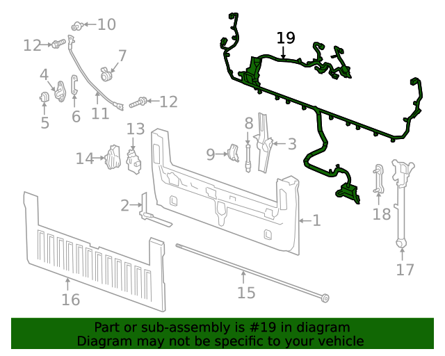 2021-2022 GMC Sierra 3500 HD Tailgate Wiring Harness 85583048 GM ...