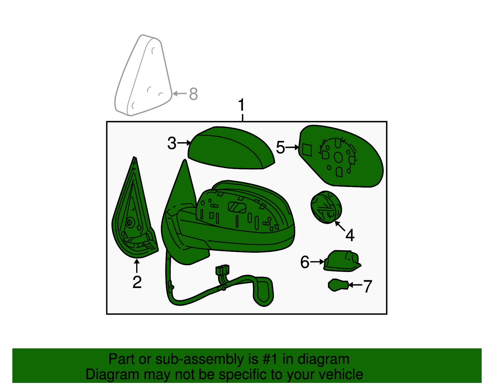2009-2014 GM Bright Chrome Driver Side Mirror 20843106 GM ...