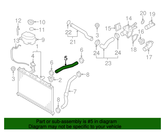 2006-2011 Hyundai Accent Upper Hose 25411-1E000 | OEM Parts Online
