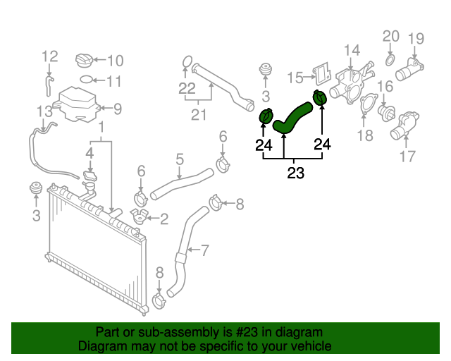 2006-2011 Hyundai Accent Engine Coolant Hose 25480-26001 ...