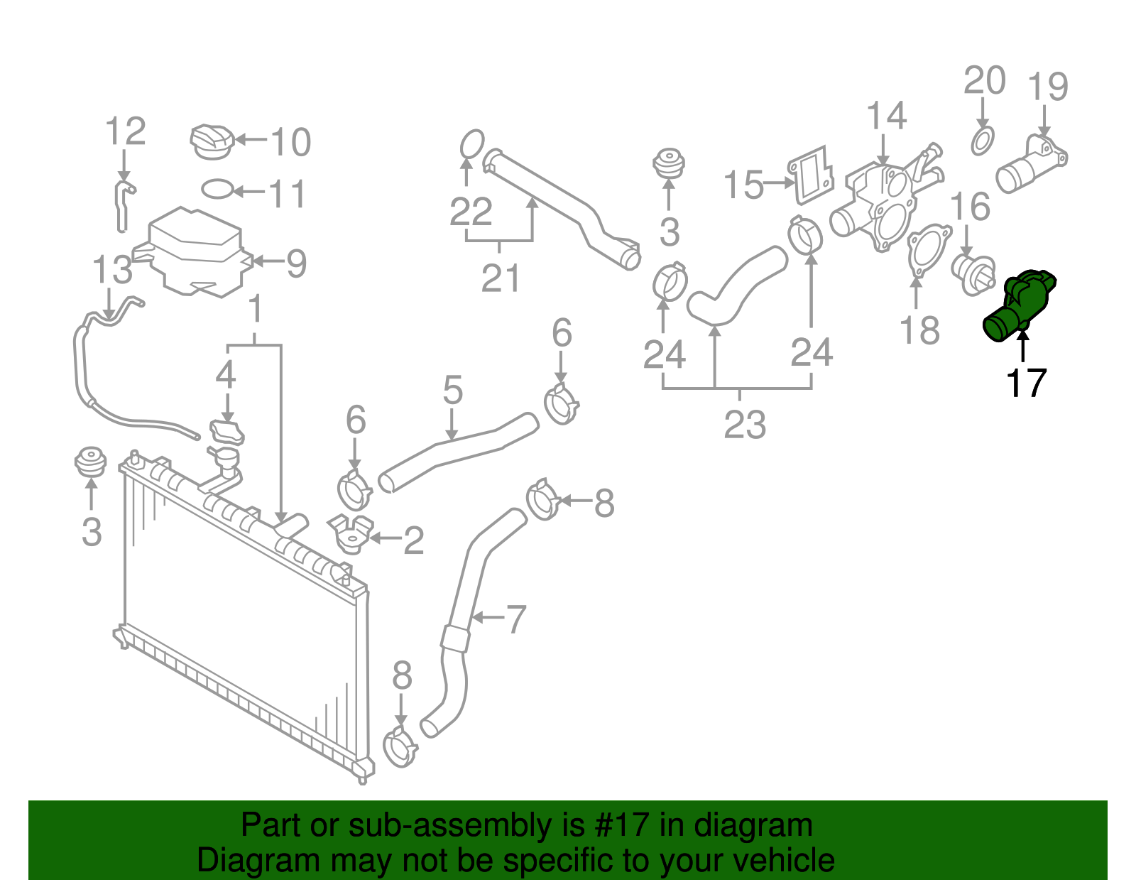Hyundai - 25620-26845 - Engine Coolant Thermostat Housing - 2010-2011 ...
