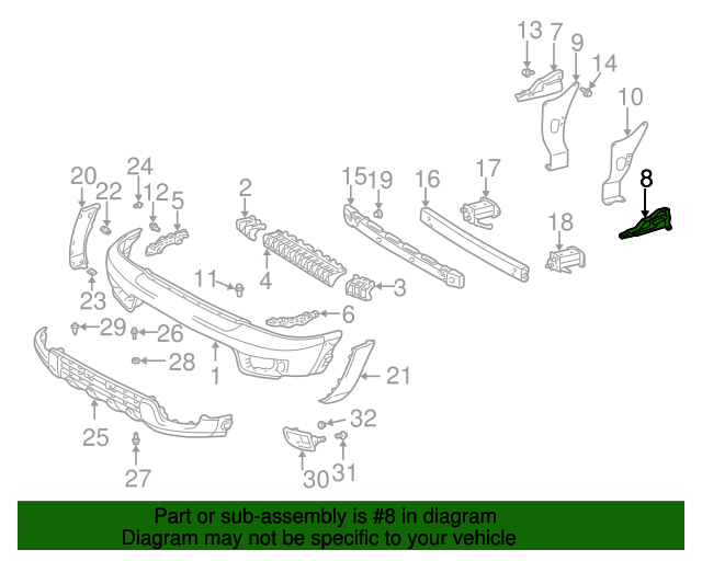 2003-2005 Toyota 4Runner Bumper Bracket 53274-35050 | Toyota Parts Center
