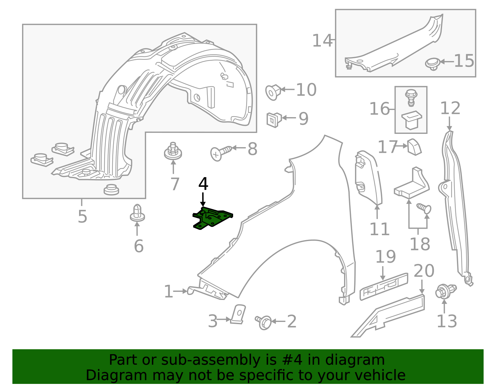 2017-2020 Acura MDX Fender Mtg Bkt 60212-TZ5-A01ZZ | AcuraPartsNow.com