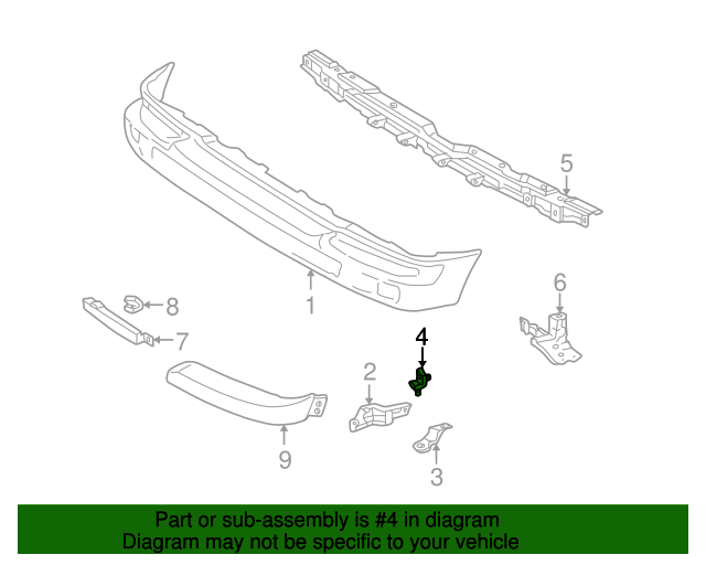 52146-35020 - Bumper Face Bar Bracket (Left, Front) - 1996-2000 Toyota ...