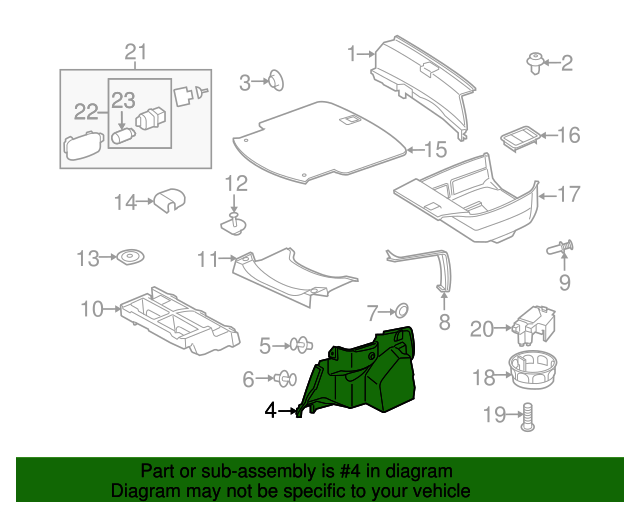 204-690-96-00-9F08 - Trunk Side Trim 2008-2014 Mercedes-Benz | Mercedes ...