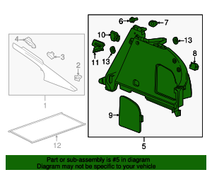 2011-2015 Chevrolet Volt Jet Black Driver Side Quarter Inner Trim Panel ...