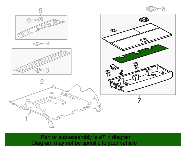 2015-2020 GM Black Rear Compartment Floor Stowage Trim Compartment ...