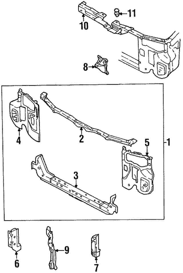 1995-1997 Kia Sephia Radiator Support 0K24A-53100A | TascaParts.com