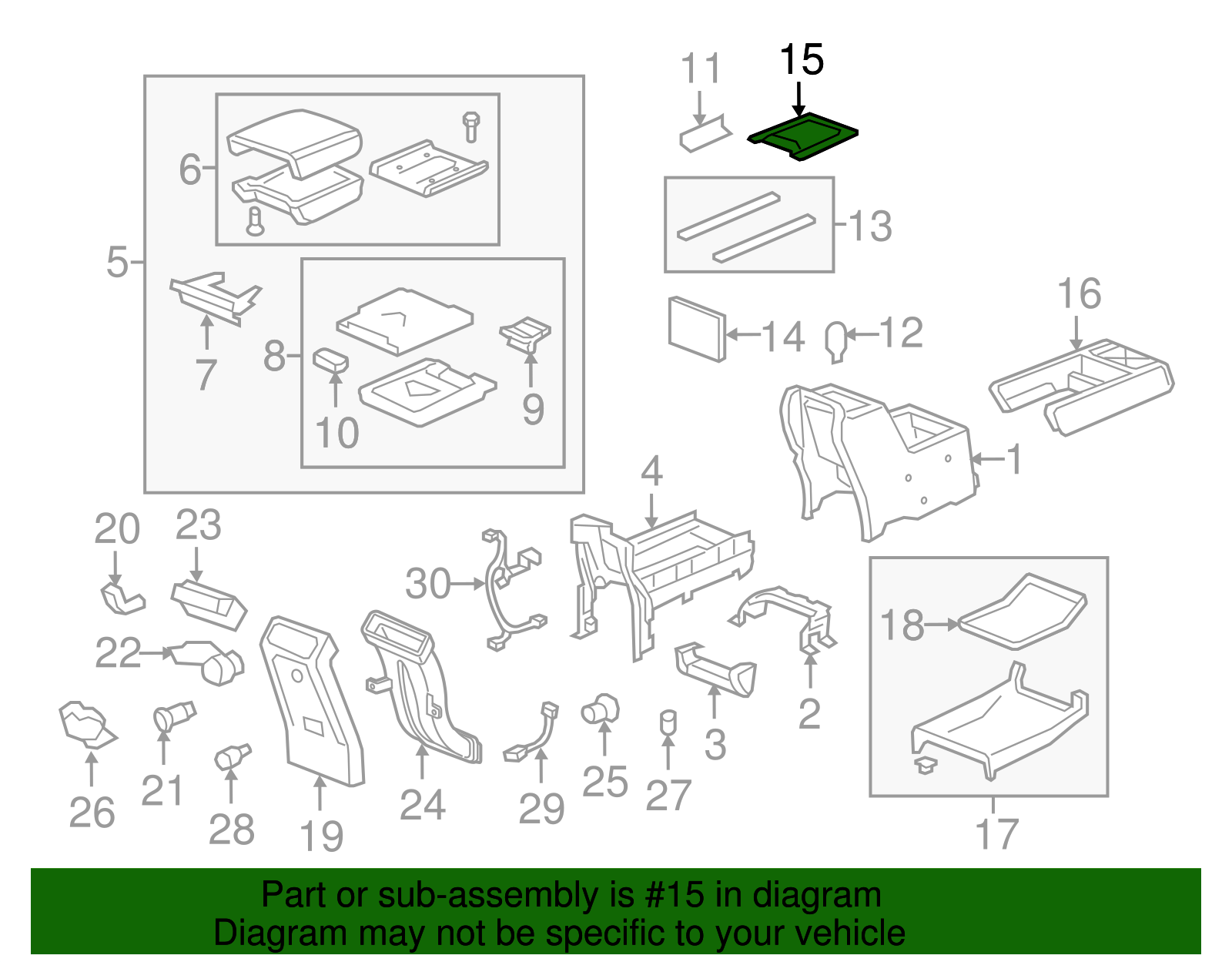 83422-SJC-A01ZG - 2009-2014 Honda Ridgeline - Lid Assembly Console ...