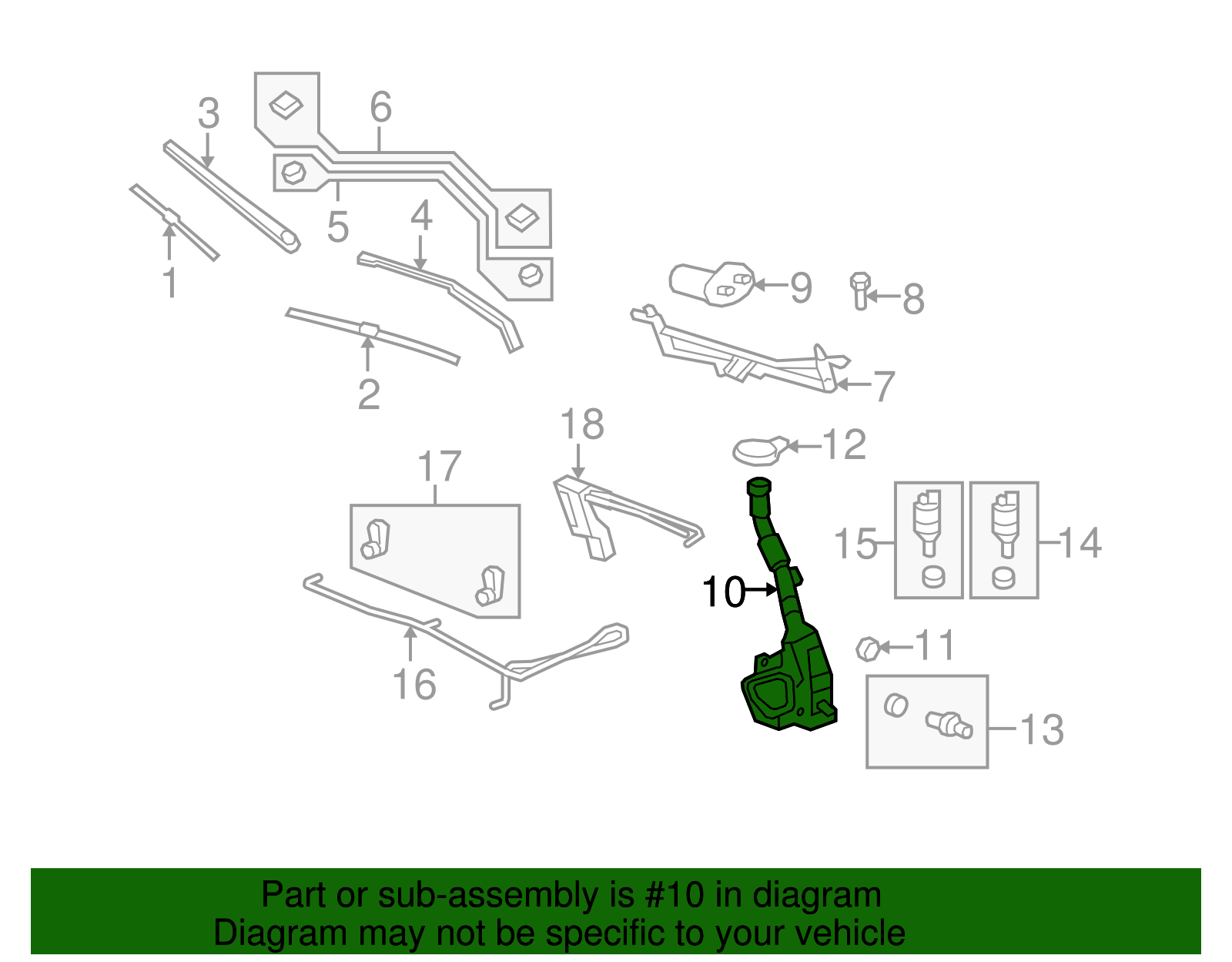 2009-2017 GM Windshield Washer Fluid Reservoir 23139981 GM ...