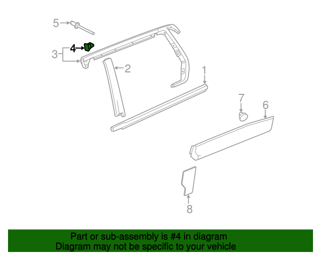 2010-2017 GM Side Door Window Upper Reveal Molding Pin 20885819 ...