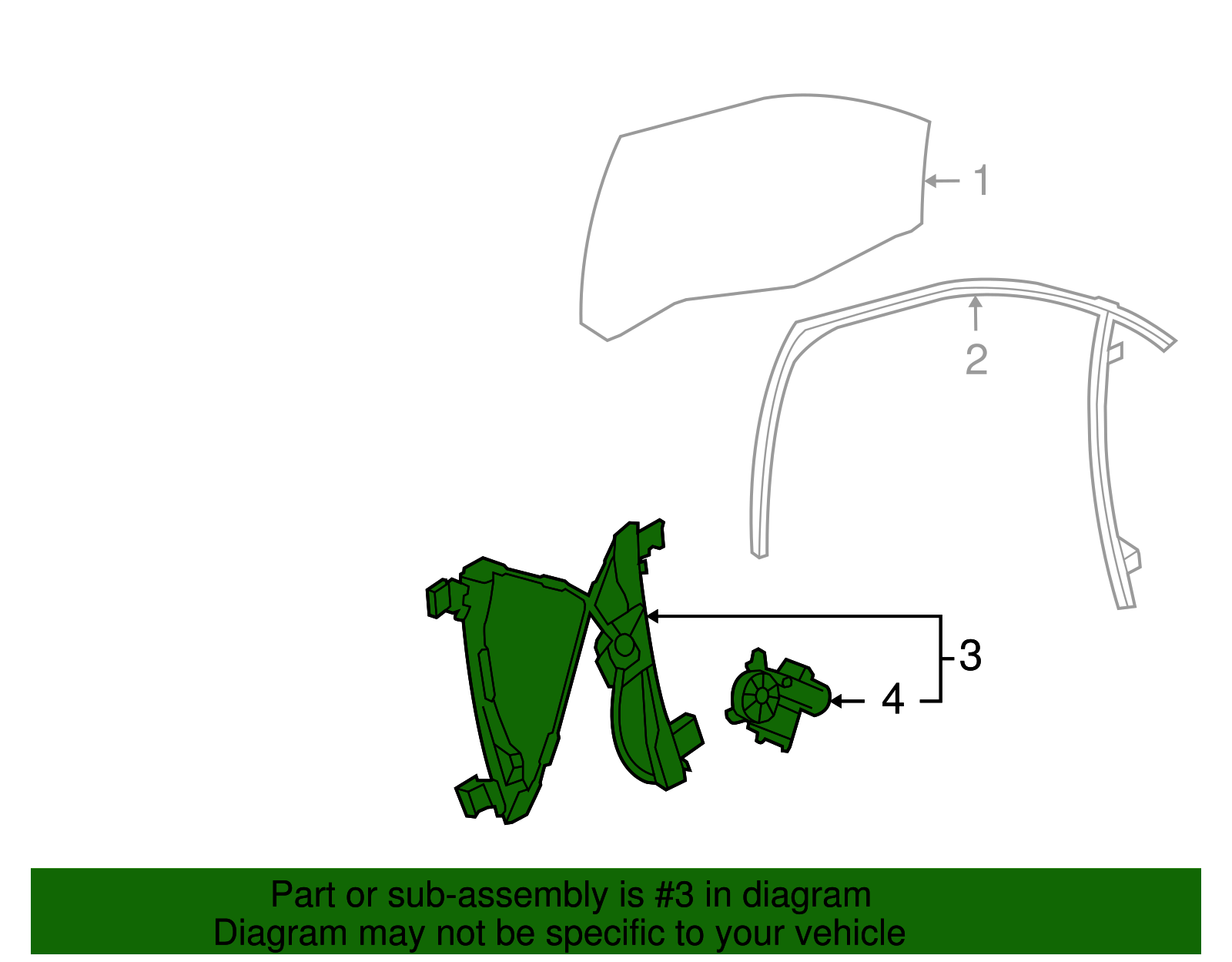 94532757 - Front Driver Side Window Regulator with Motor 2011-2016 ...