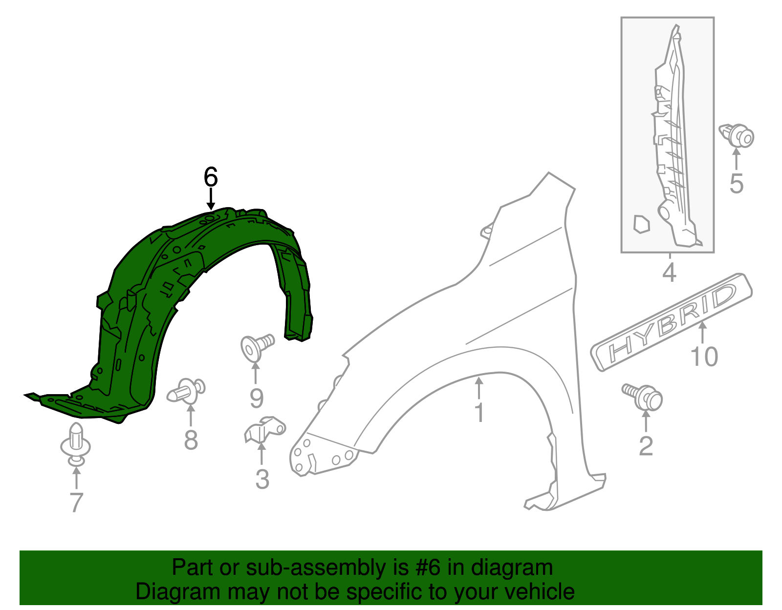 74100-T2A-A00 - 2013-2016 Honda Accord - Fender Assembly R Front (Inner ...