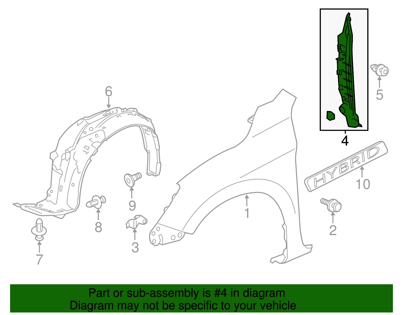 74105-T2A-A00 - 2013-2017 Honda Accord - Enclosure R Front Fender ...