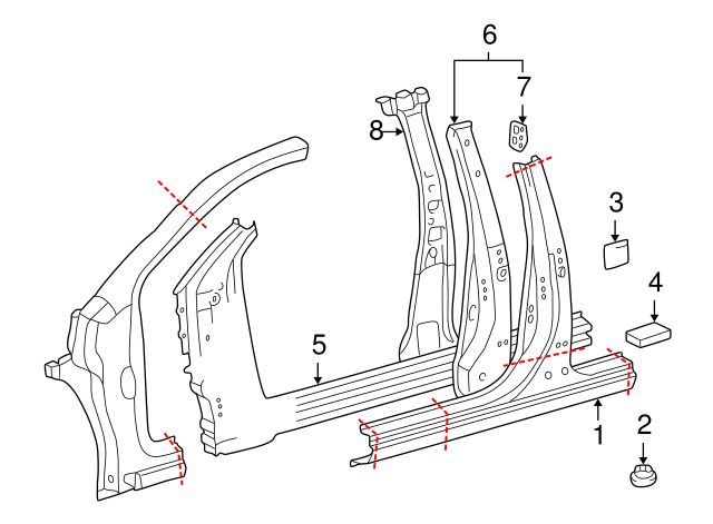 61403-52010 - Inner Rocker - 2000-2005 Toyota Echo | OEM Genuine Toyota ...