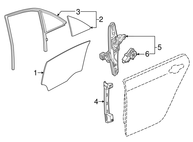 2014-2019 Cadillac CTS Passenger Side Rear Door Window Weatherstrip ...