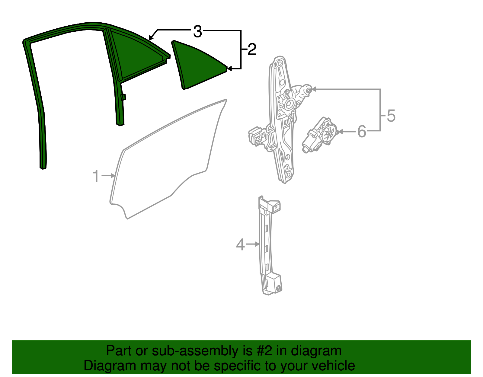 23446987 - Passenger Side Rear Door Window Weatherstrip 2014-2019 ...