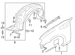 2013-2020 Toyota Fender Splash Shield (Right, Front) SU003-06093 ...