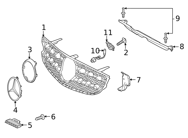 253-888-22-01 - Grille Assembly - 2020 Mercedes-Benz | BuyMercedesPartsNow