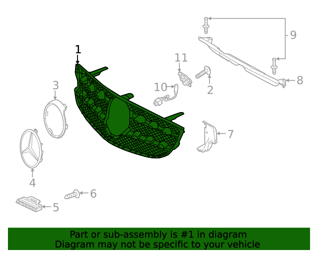 253-888-22-01 - Grille Assembly - 2020 Mercedes-Benz | BuyMercedesPartsNow