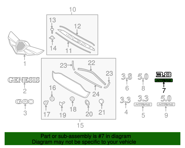 86312-B1550 - Nameplate - 2017-2020 Genesis G80 | World OEM Parts Hyundai