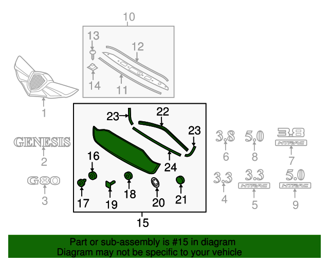 2017-2020 Genesis G80 Trunk Lid Applique 87370-B1740 | AutoNationParts.com