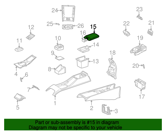 163-680-98-39-9B96 - Console Lid 2002-2005 Mercedes-Benz ...