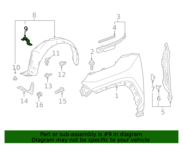 2019-2024 Toyota Fender Liner Bracket 53877-0R010 | Toyota Parts Center