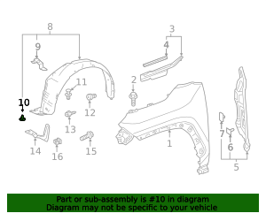 2013-2024 Toyota Fender Liner Retainer 90467-06192 | Toyota Parts Center
