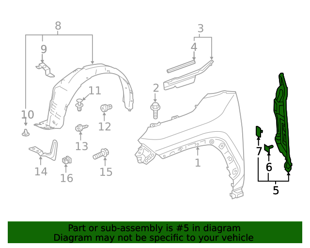 53827-0R050 - Fender Insulator - 2019-2023 Toyota | OEM Genuine Toyota ...