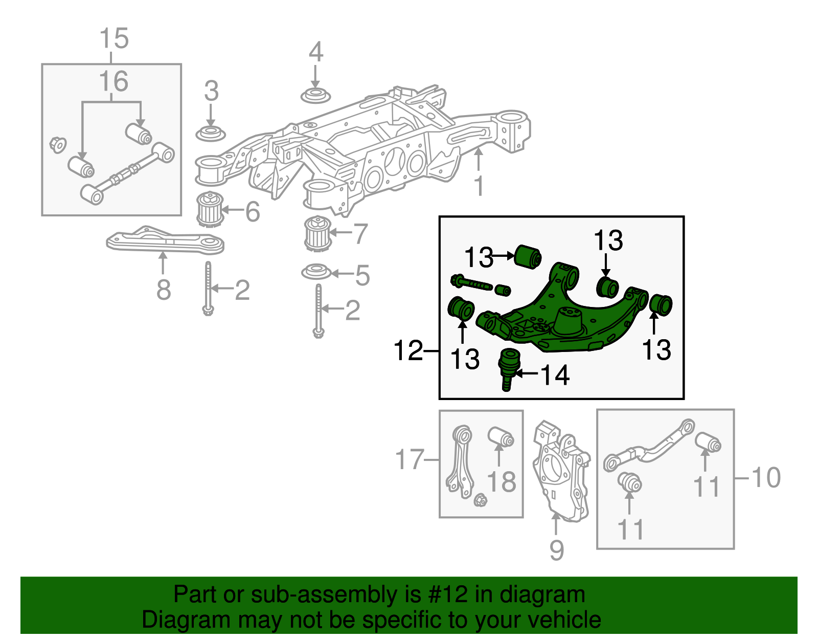 15853188 - Rear Driver Side Lower Control Arm 2010-2016 Cadillac SRX ...
