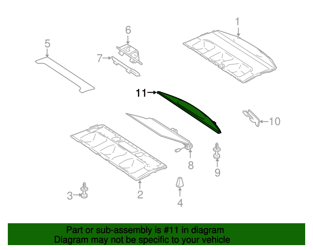 221-690-09-49-9E38 - Package Tray Trim 2010-2013 Mercedes-Benz S 400 ...