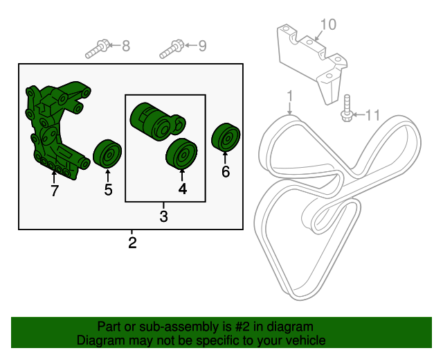Genuine OEM Belt Tensioner Part# 25280-2G616 Fits 2013-2016 Hyundai ...