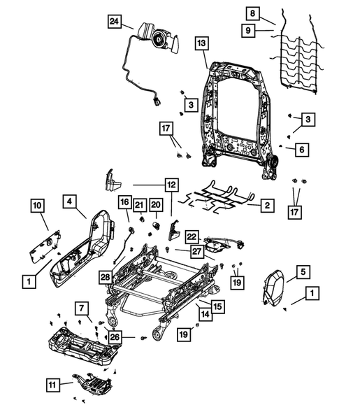 Front Seats - Adjusters, Recliners, Shields and Risers for 2014 Ram ...