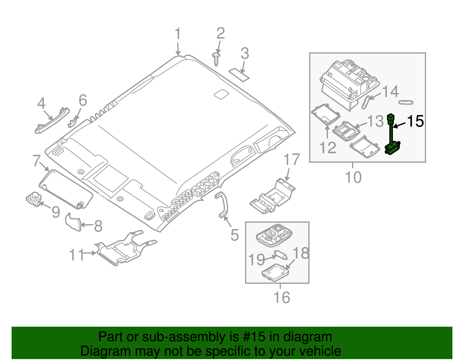 2009-2021 Nissan Sunroof Switch 25450-ZS00A | Hoffman Nissan Parts