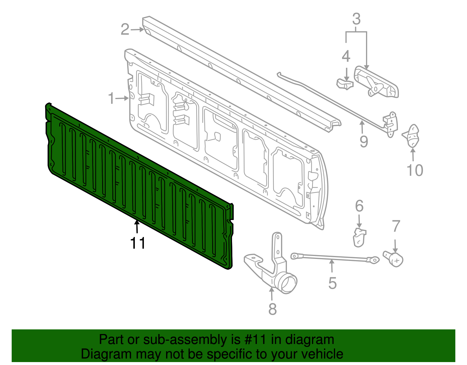 Tailgate Trim Cover - 2005-2015 Toyota Tacoma (65759-04060) | Kendall ...