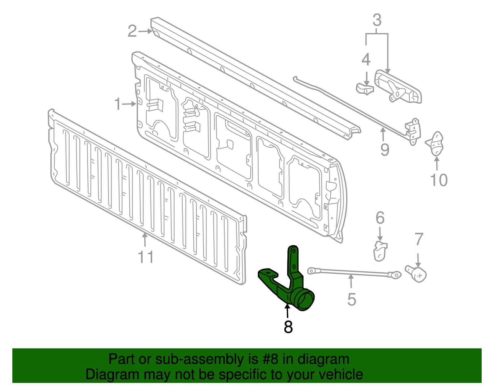2005-2015 Toyota Tacoma Tailgate Hinge (Right) 66110-04011 | Toyota ...