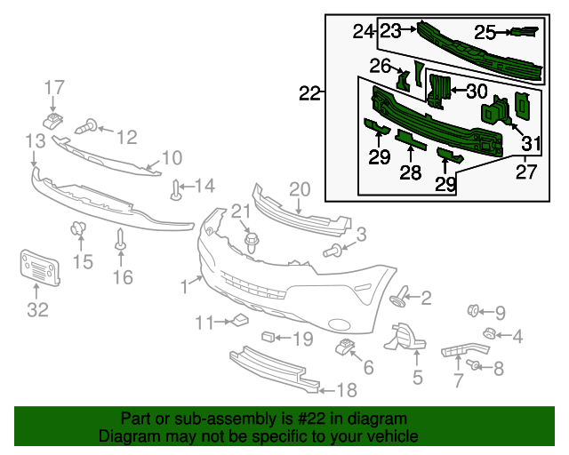 2008-2015 GM Front Bumper Impact Bar 22887091 GM | GMPartsDirect.com