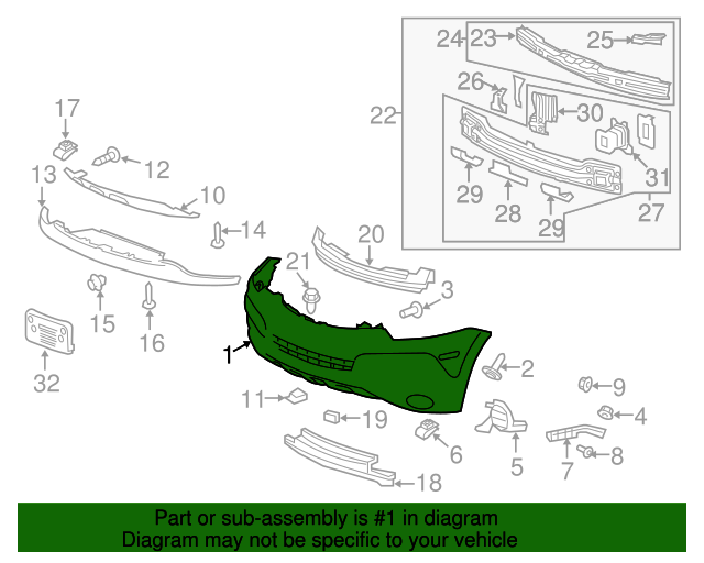 2008-2015 GM Front Bumper Cover 22949861 | GMPartsDirect.com