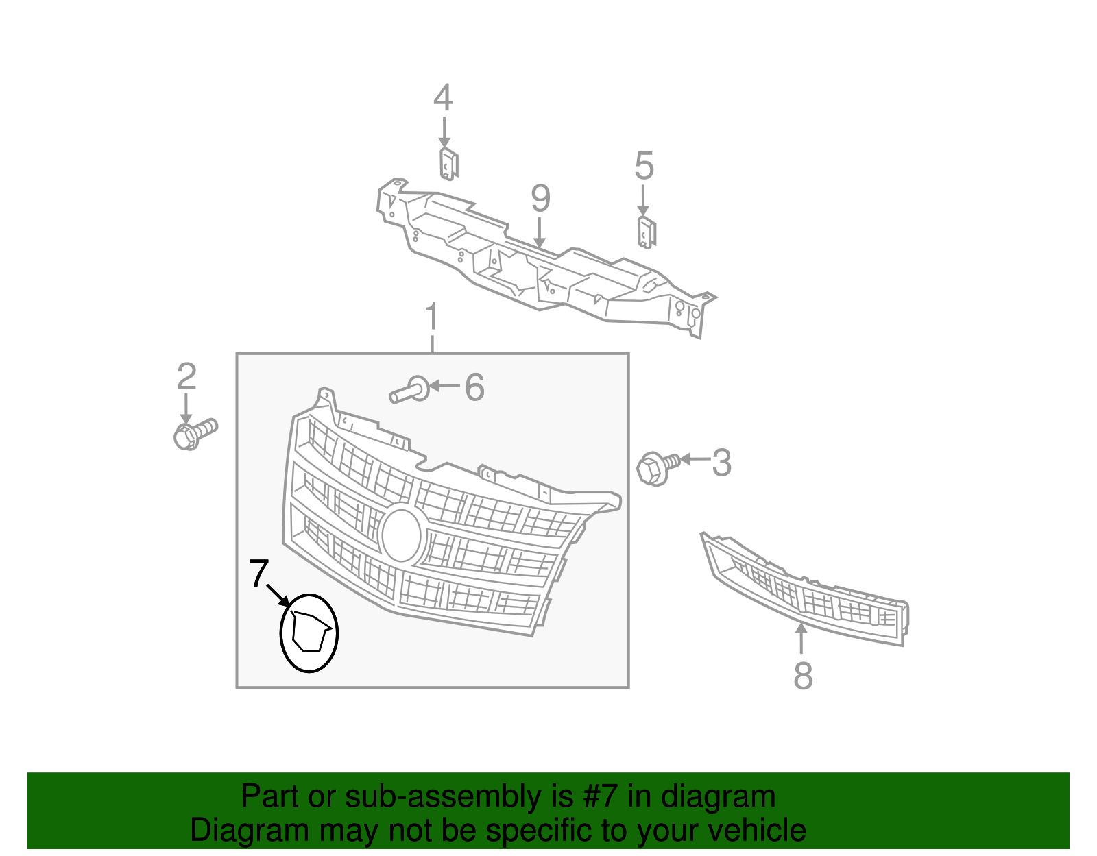 22985035 - 2007-2014 Cadillac - Front Grille Crest and Wreath Logo | My ...