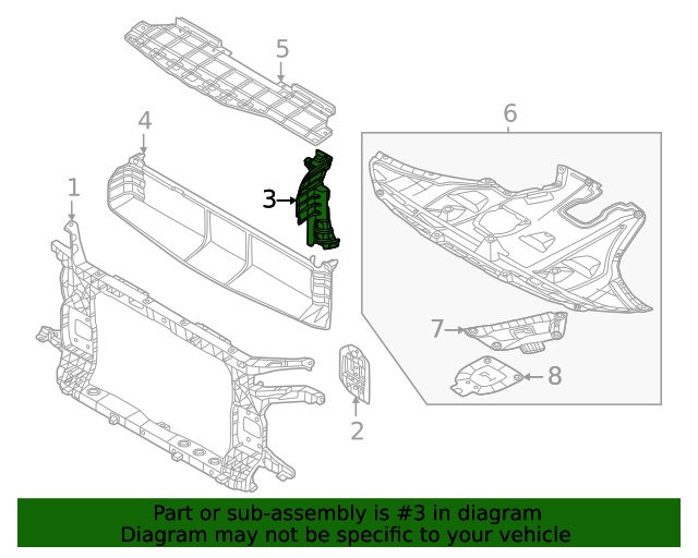 29136-CW600 - Radiator Support Air Deflector 2022-2024 Hyundai Tucson ...