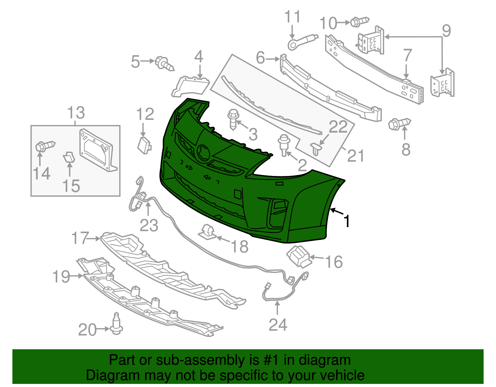 2012-2015 Toyota Cover Front Bumper L P 52119-47934 | OEM Parts Quick