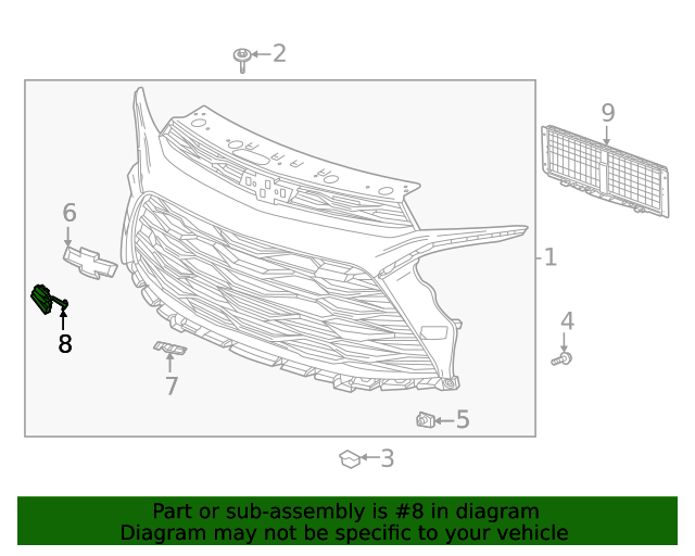 2021-2023 Chevrolet Trailblazer Front Grille Opening Cover 42752117 GM ...