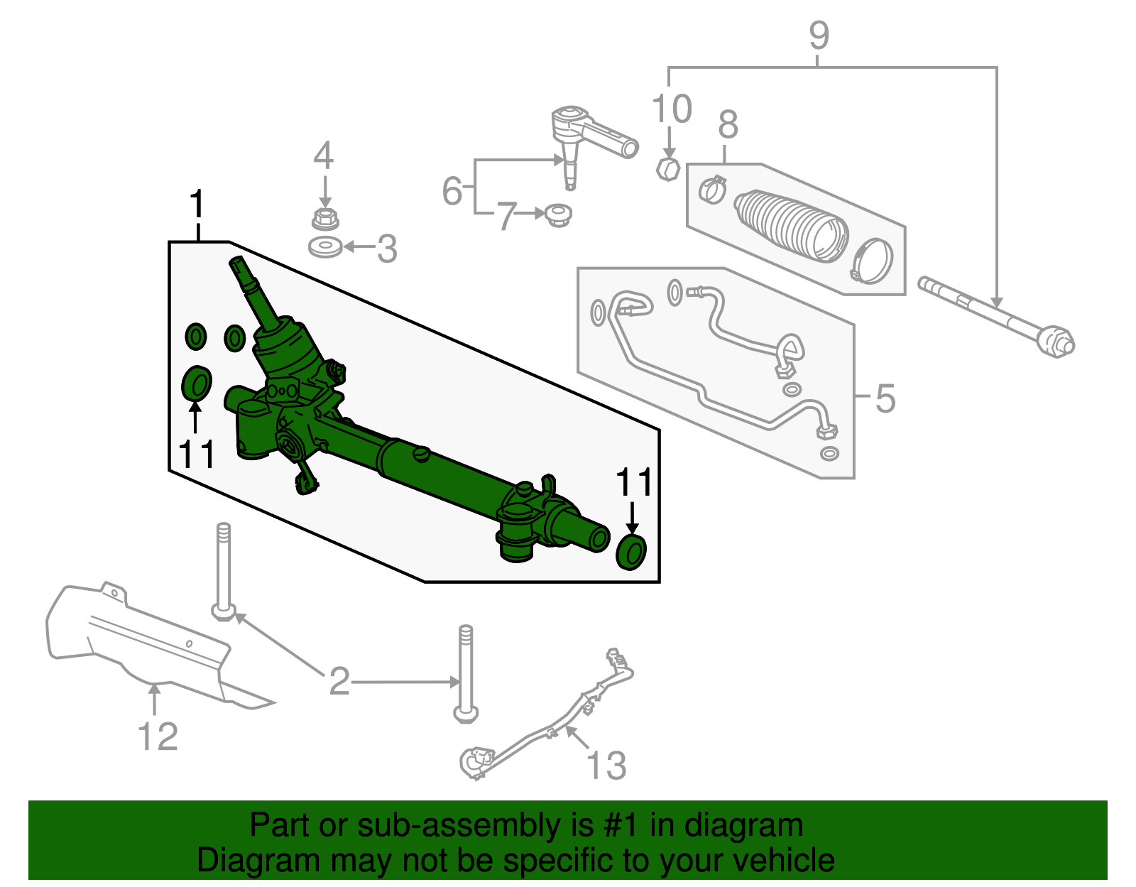 2013-2019 Cadillac XTS Hydraulic Rack and Pinion Steering Gear Assembly ...