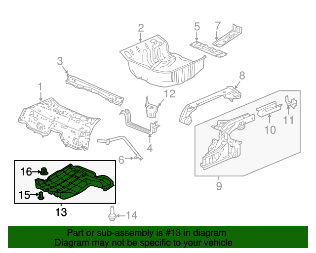 74646-T7W-A00 - Floor Pan Splash Shield 2016-2022 Honda HR-V ...
